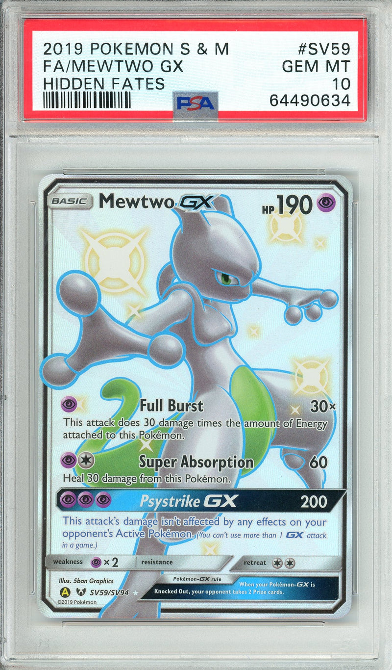 Pokemon Graded: Mewtwo GX SV59/SV94 Hidden Fates (2019) Full Art PSA 1 ...