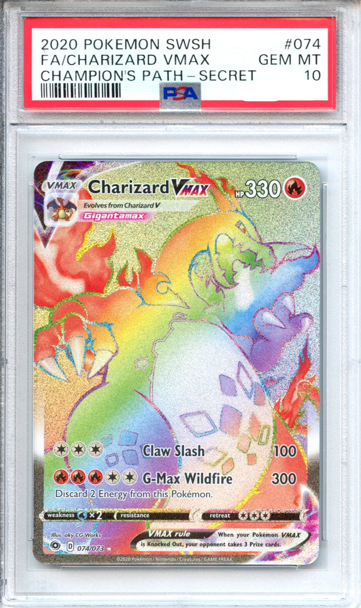Pokemon Graded: Charizard VMAX 74/73 Champion's Path (2020) Rainbow Se ...